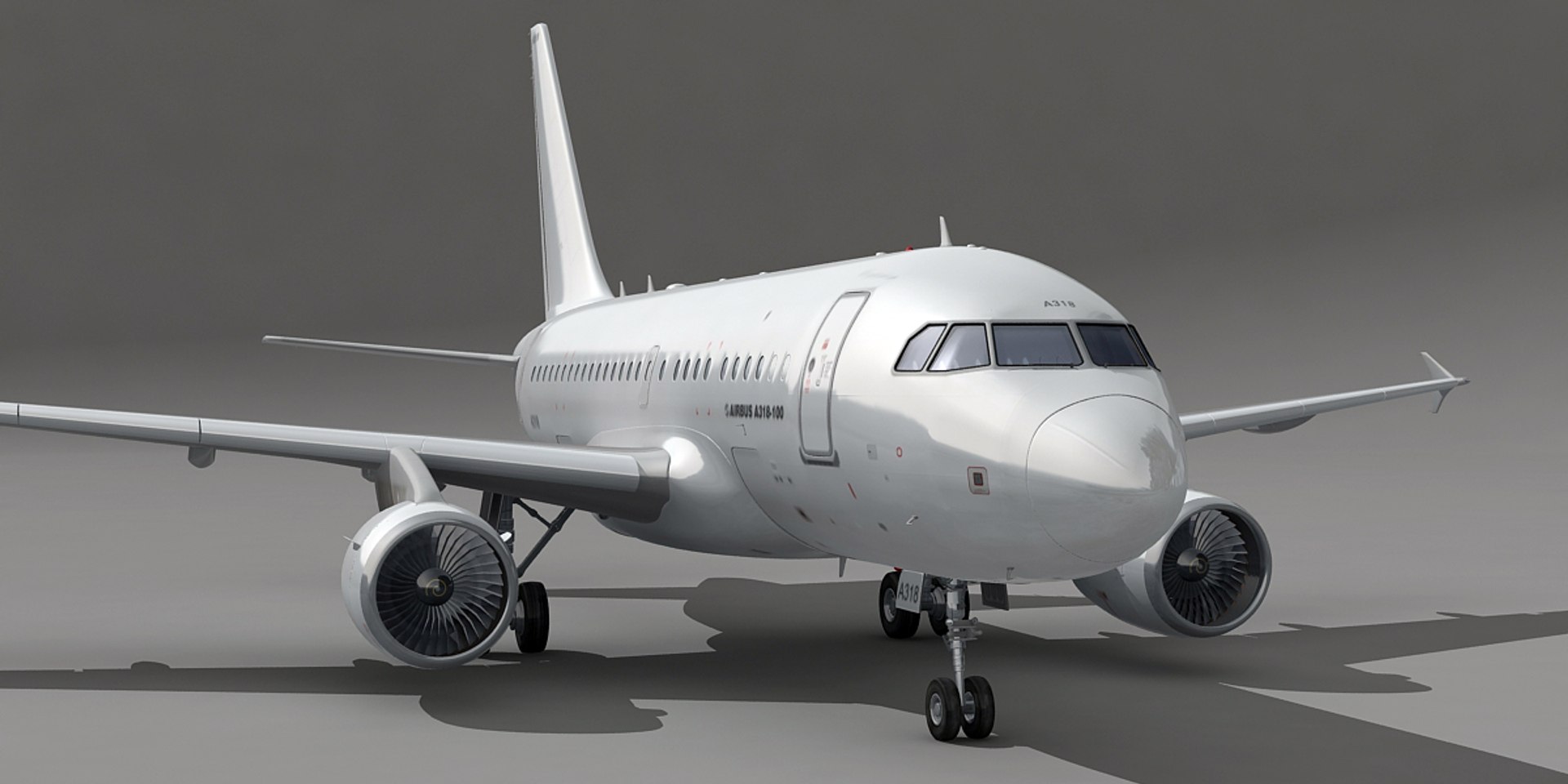 3d Model Of A318-100 Plane Generic White