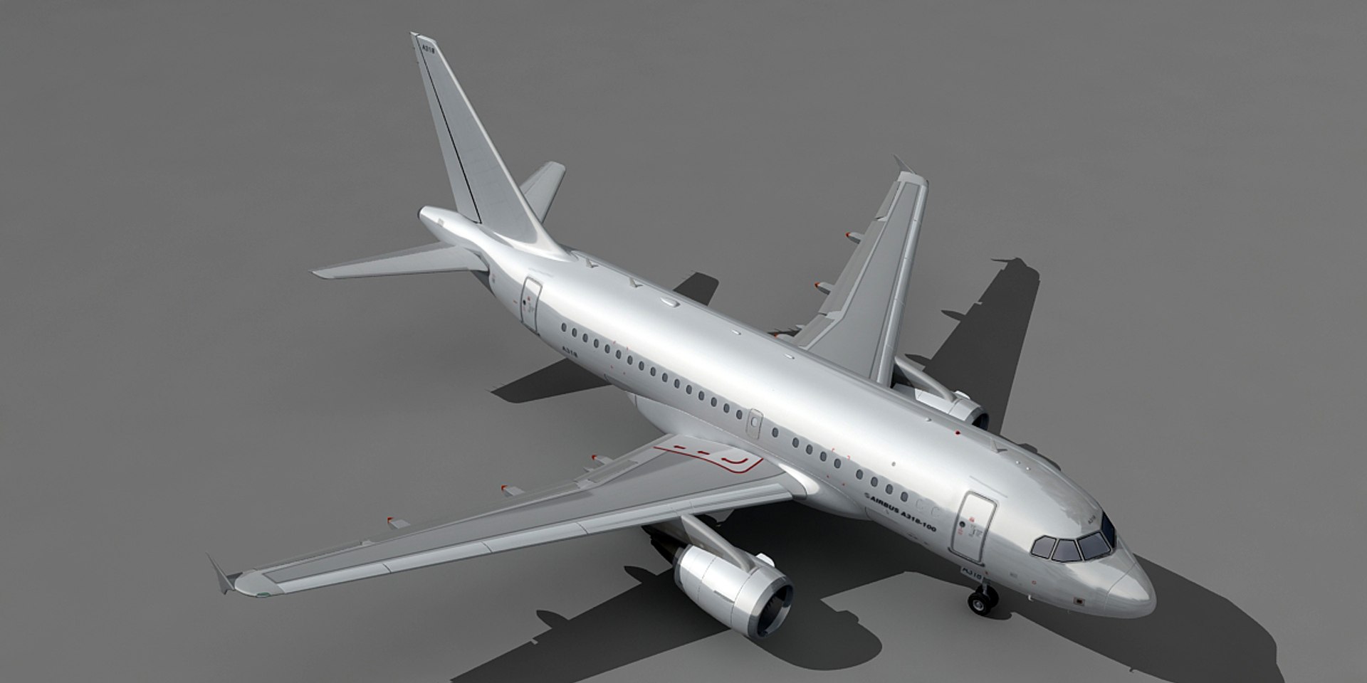 3d Model Of A318-100 Plane Generic White