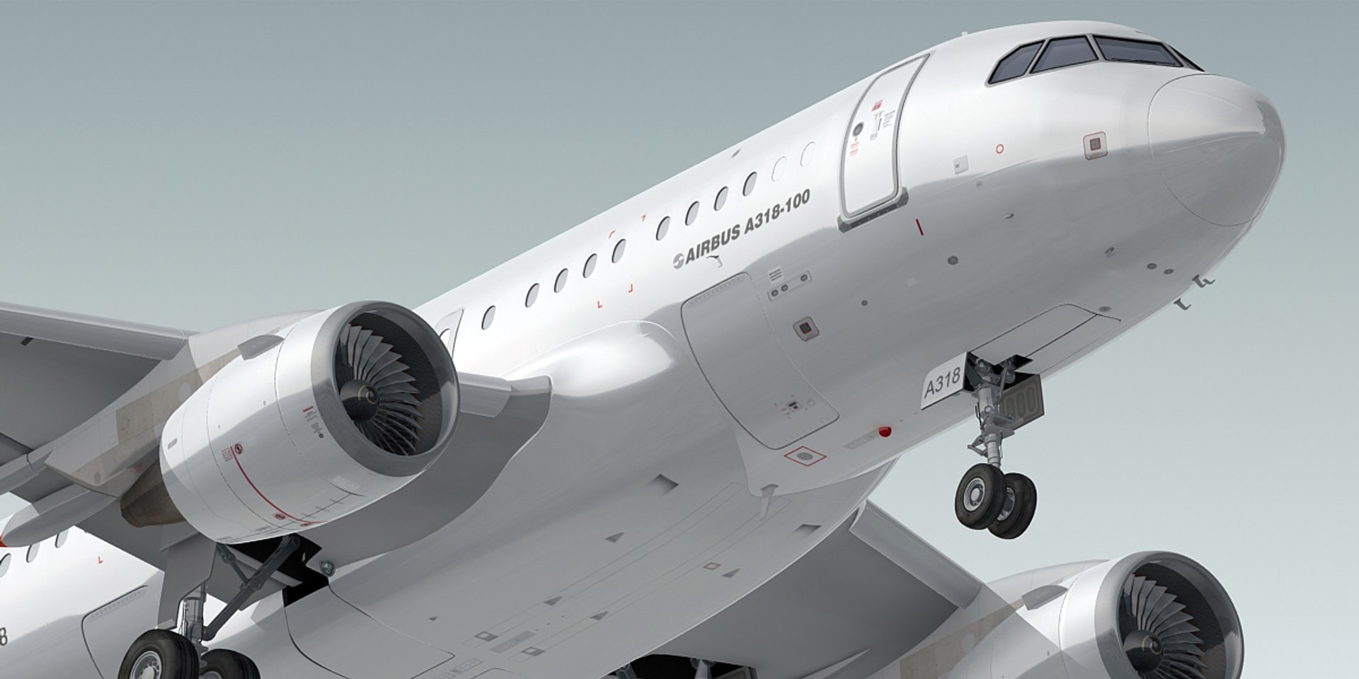3d Model Of A318-100 Plane Generic White