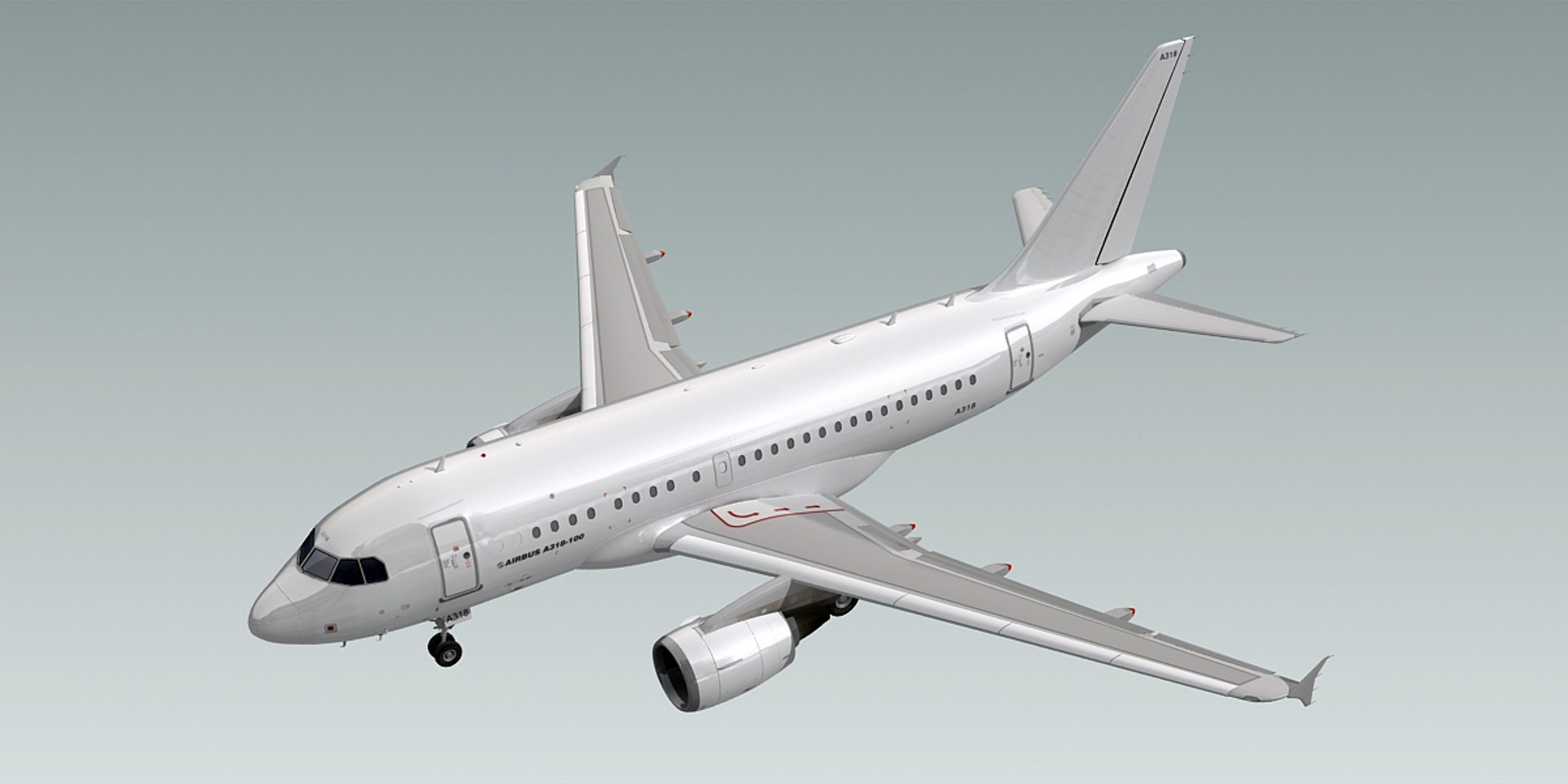 3d Model Of A318-100 Plane Generic White