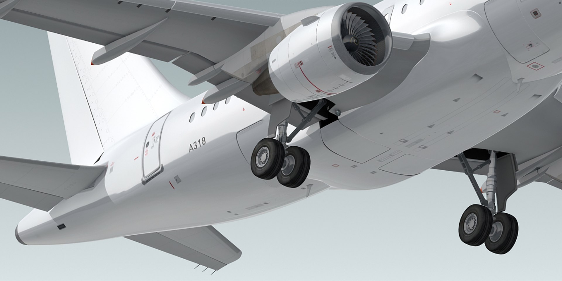 3d Model Of A318-100 Plane Generic White