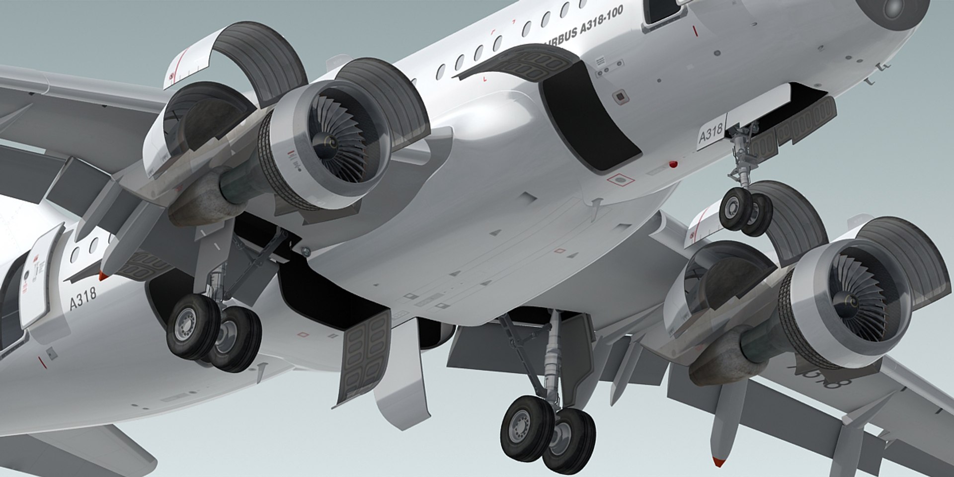 3d model of a318-100 plane generic white