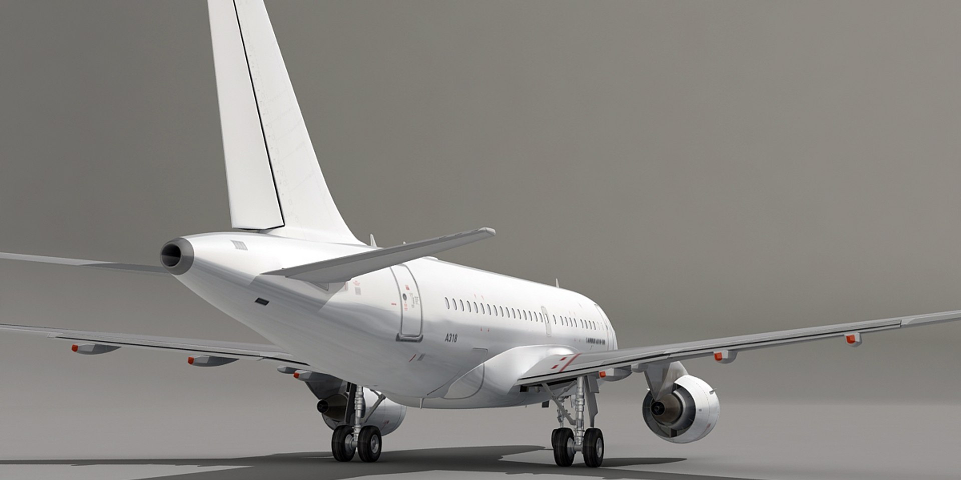 3d Model Of A318-100 Plane Generic White