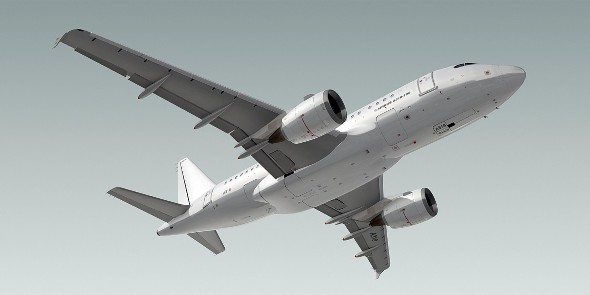 3d model of a318-100 plane generic white