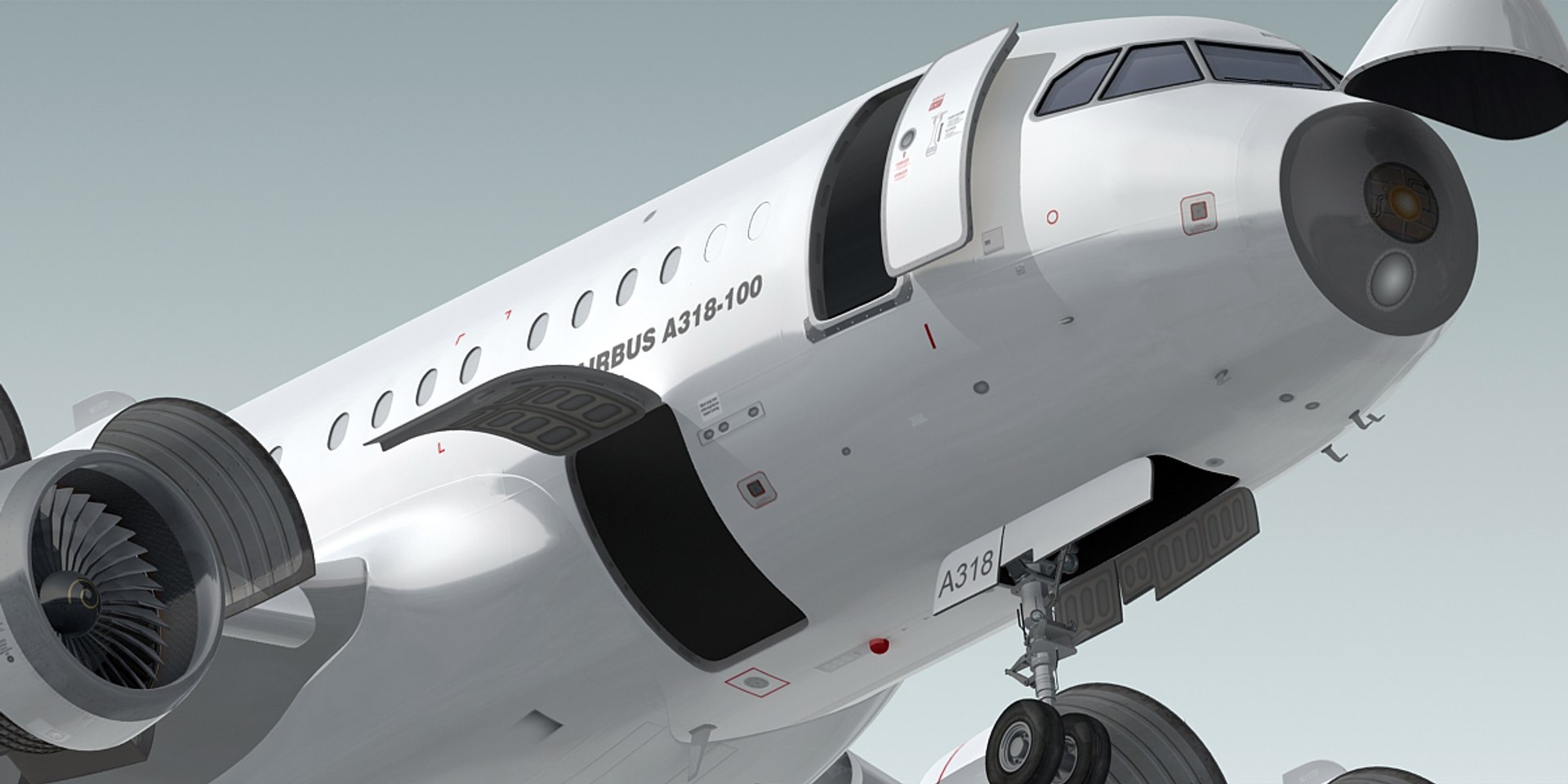 3d model of a318-100 plane generic white