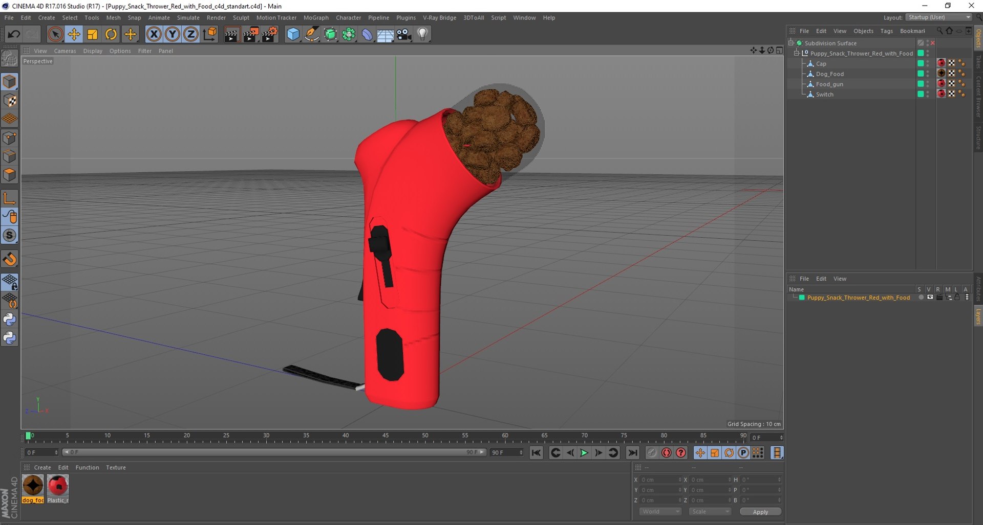 3D Puppy Snack Thrower Red With Food - TurboSquid 2197302