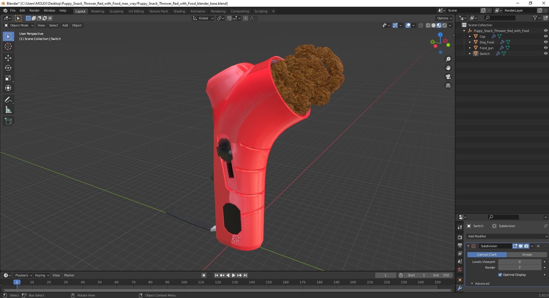 3D Puppy Snack Thrower Red With Food - TurboSquid 2197302