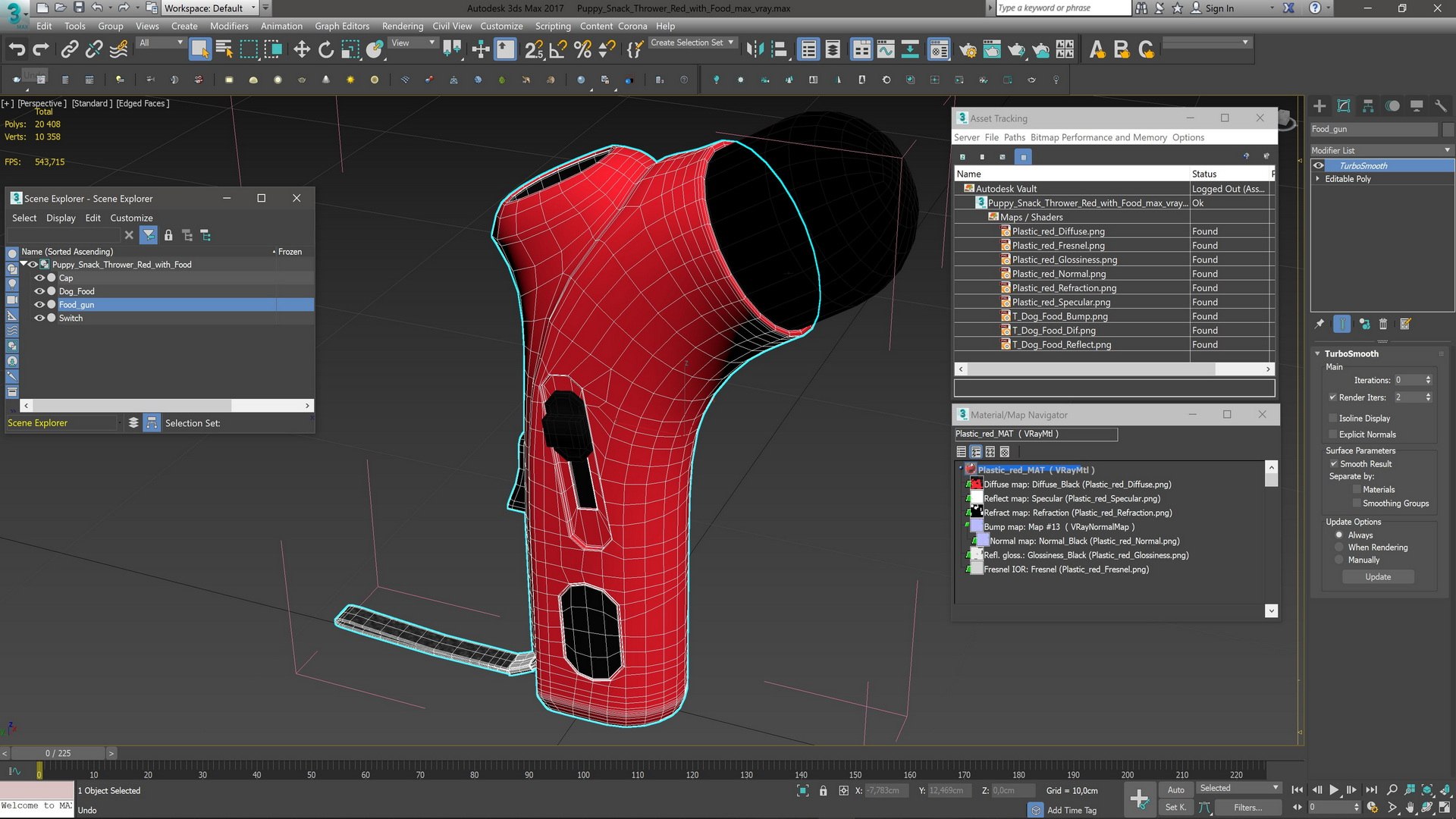 3D Puppy Snack Thrower Red With Food - TurboSquid 2197302