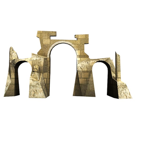 3d model of ruined building arches