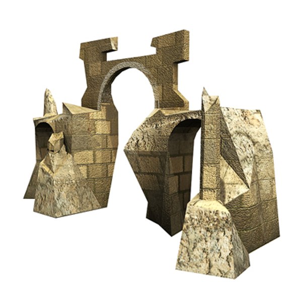 3d model of ruined building arches