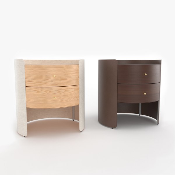 modelo 3d Mesita de noche AMPM FIRMO de madera y cuero con cajones ...