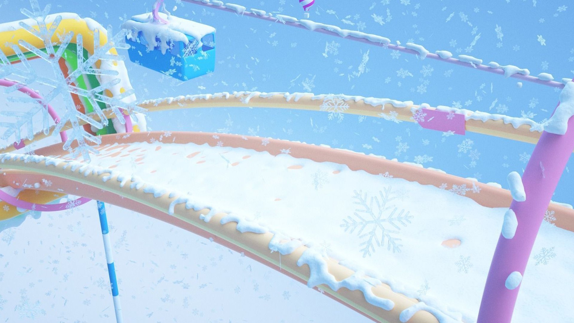 Cartoon snow amusement park 3D model - TurboSquid 2150343