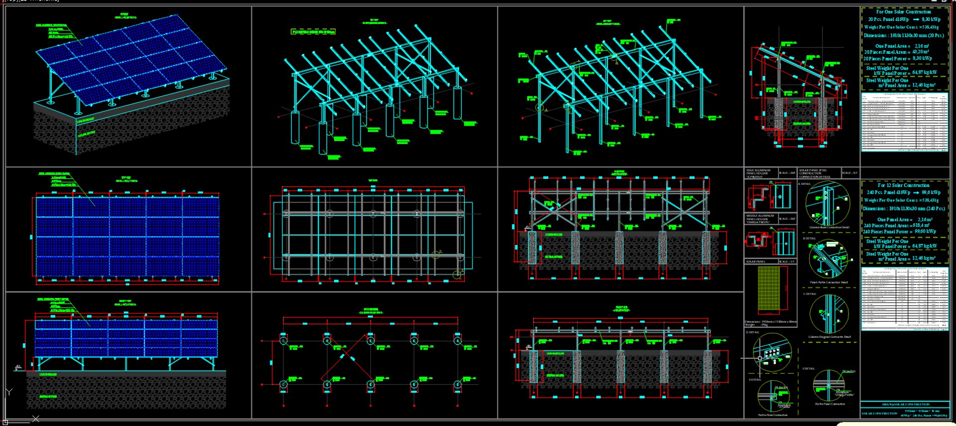 3D 100 KWp Solar Project Type 2 - TurboSquid 2198283