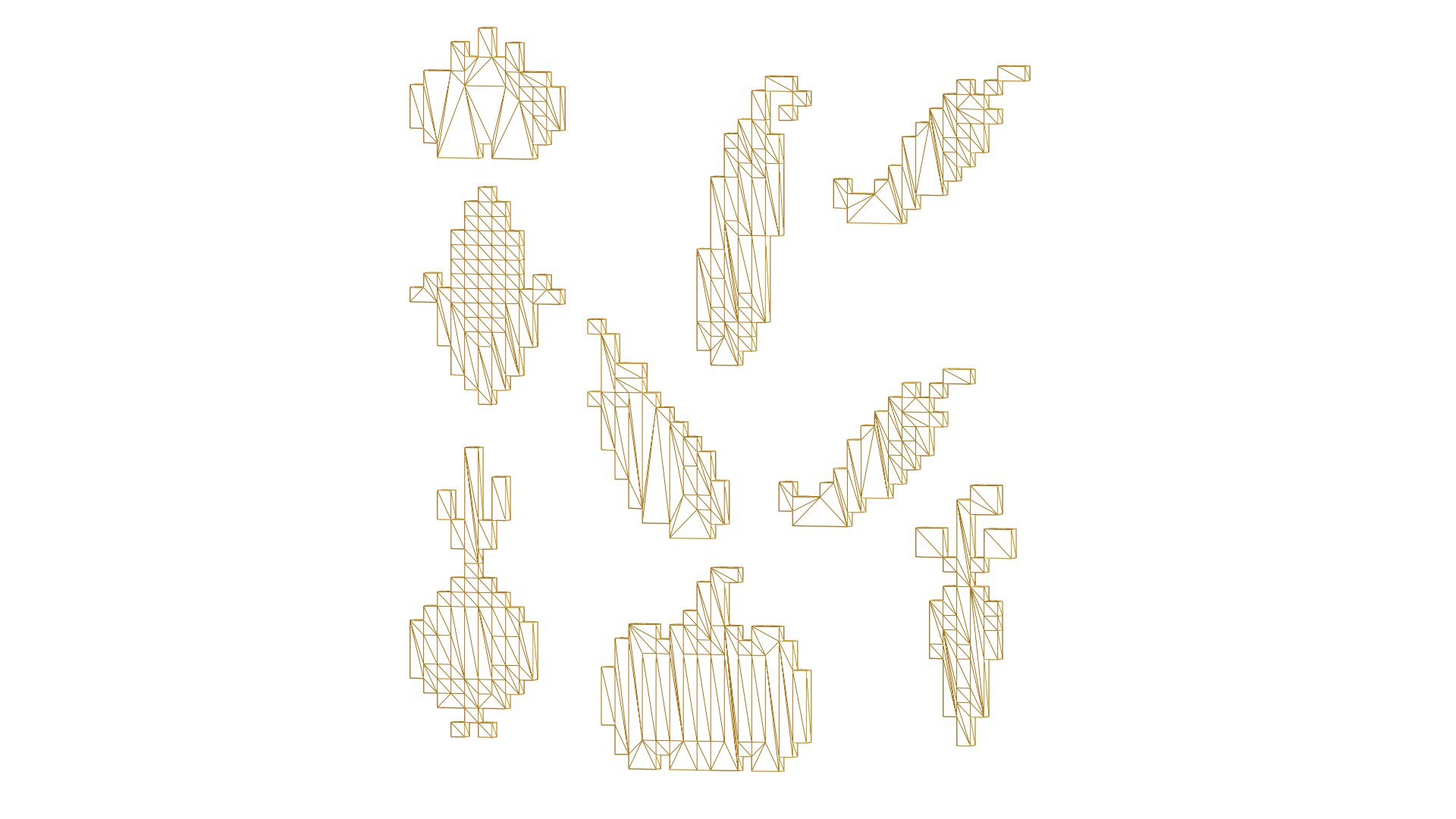 3D 8 bit vegetables game assets voxel art icons low poly models 3D ...