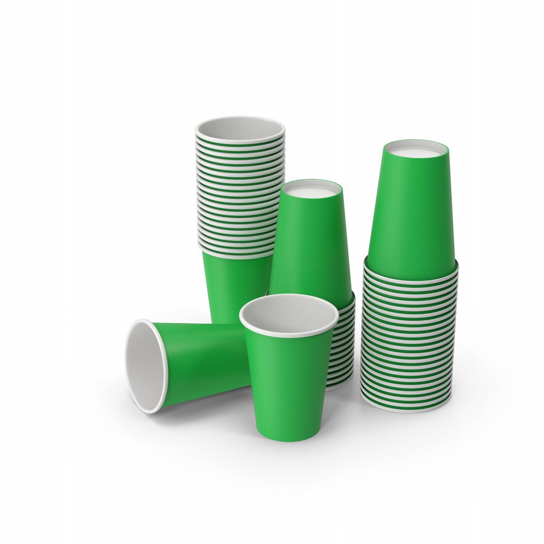 Stack Of Green Paper Cups 3D - TurboSquid 1904103