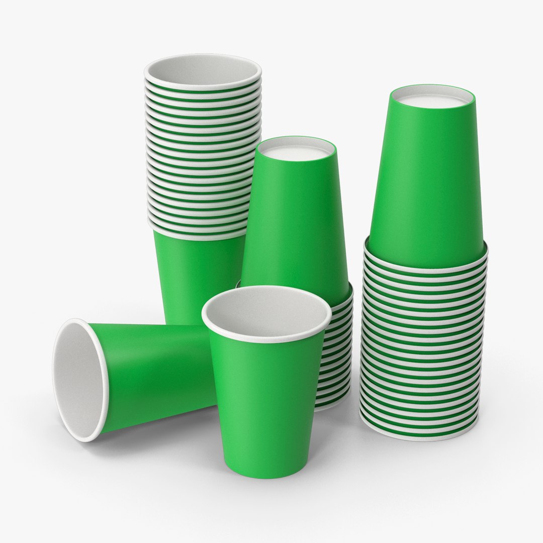 Stack Of Green Paper Cups 3D - TurboSquid 1904103