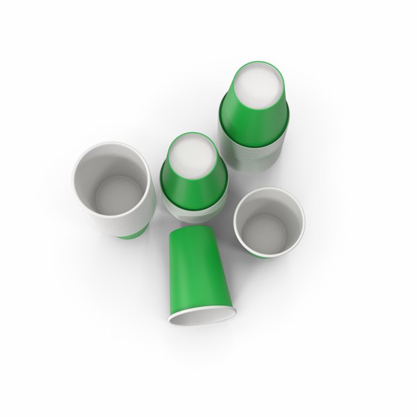 Stack Of Green Paper Cups 3D - TurboSquid 1904103