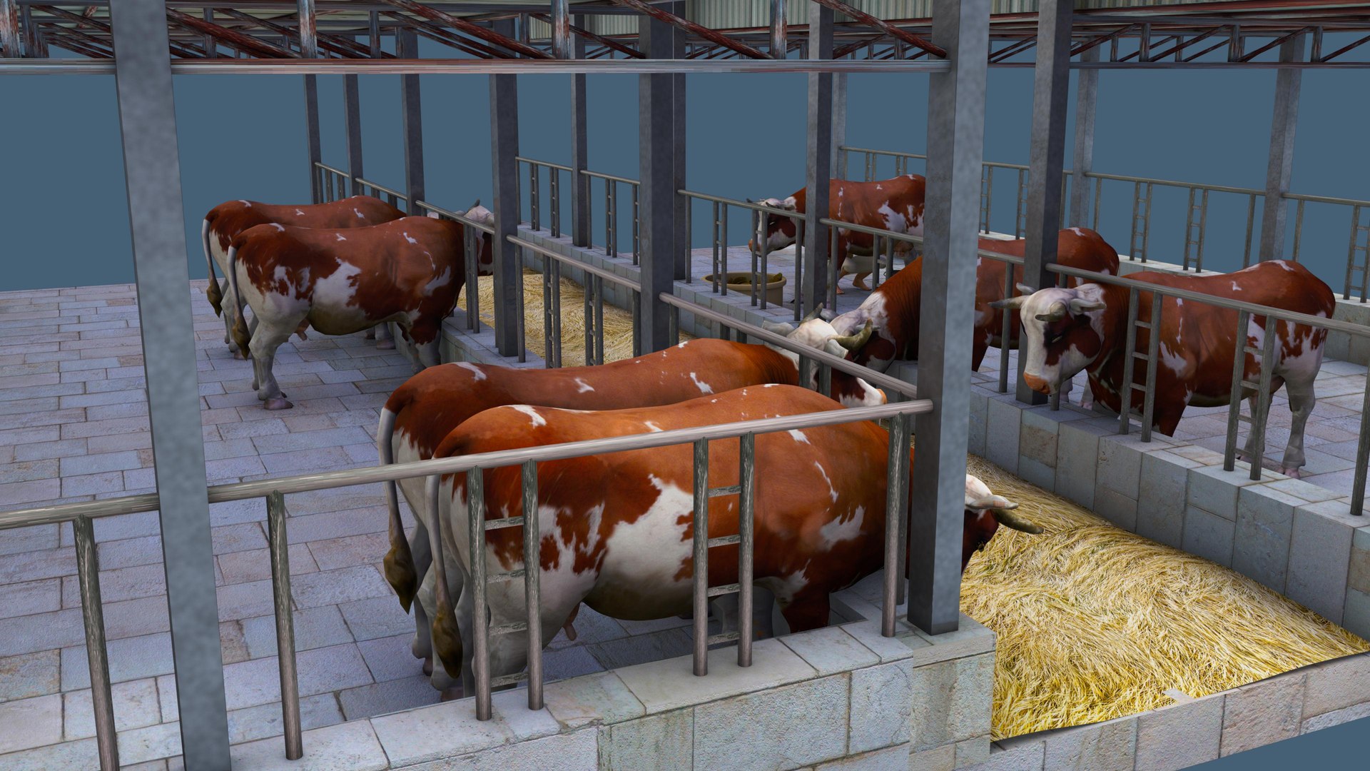 3D Dairy Farming And Cow And Men Rigged - TurboSquid 1803881