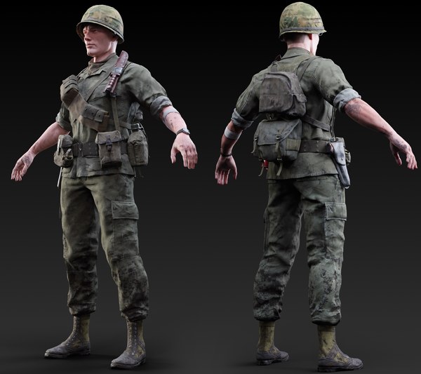 modelo 3d Soldado de la guerra de Vietnam - TurboSquid 2169967