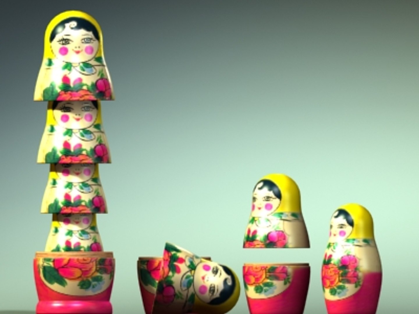 Matrioshka Nesting Dolls 3d Model
