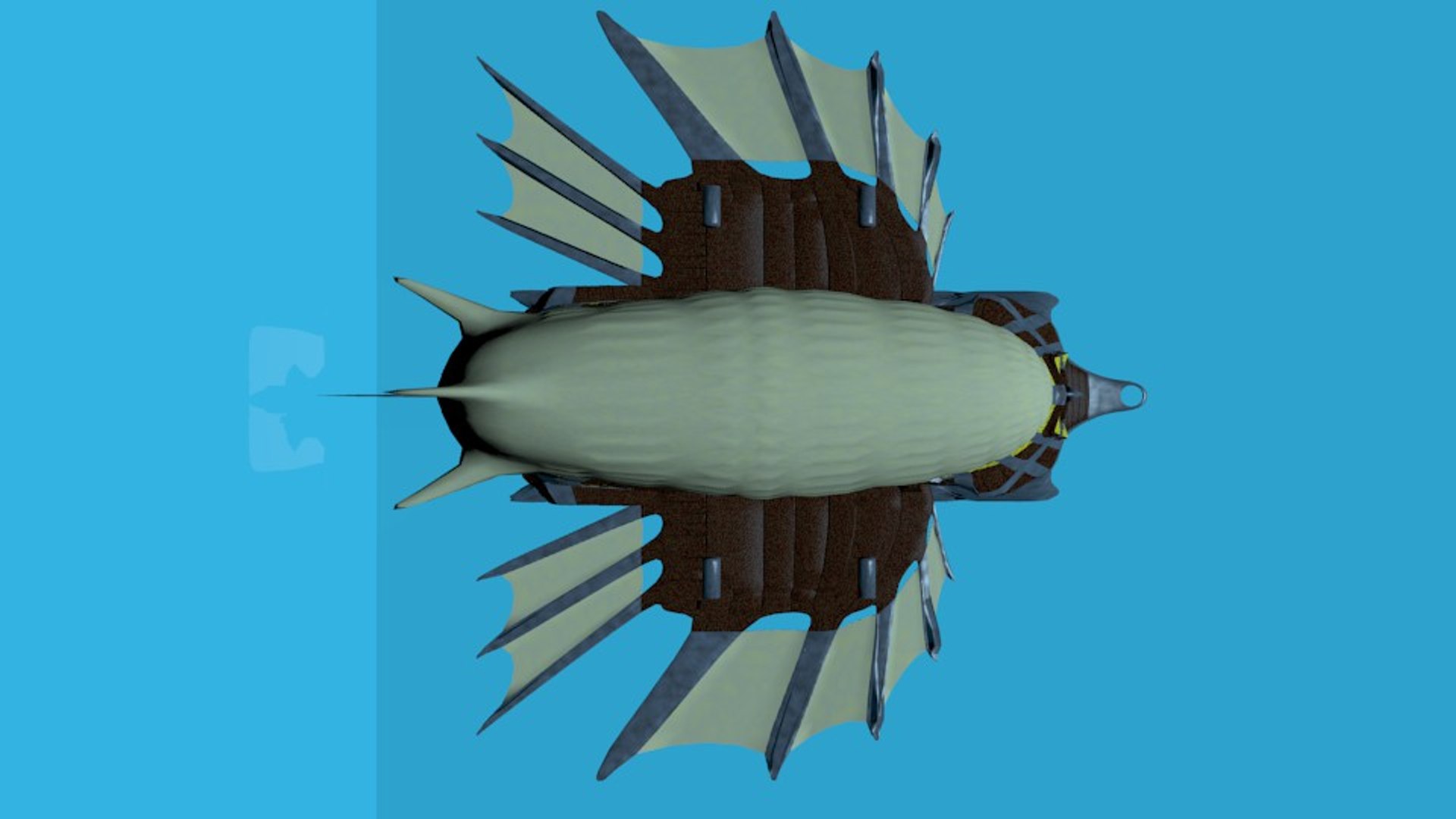 3dsmax Airship Train Cart