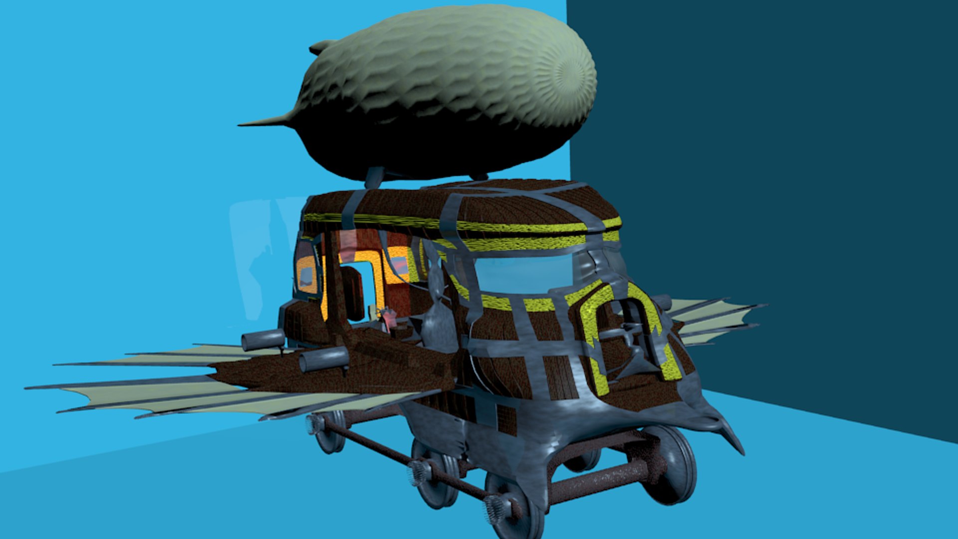 3dsmax Airship Train Cart