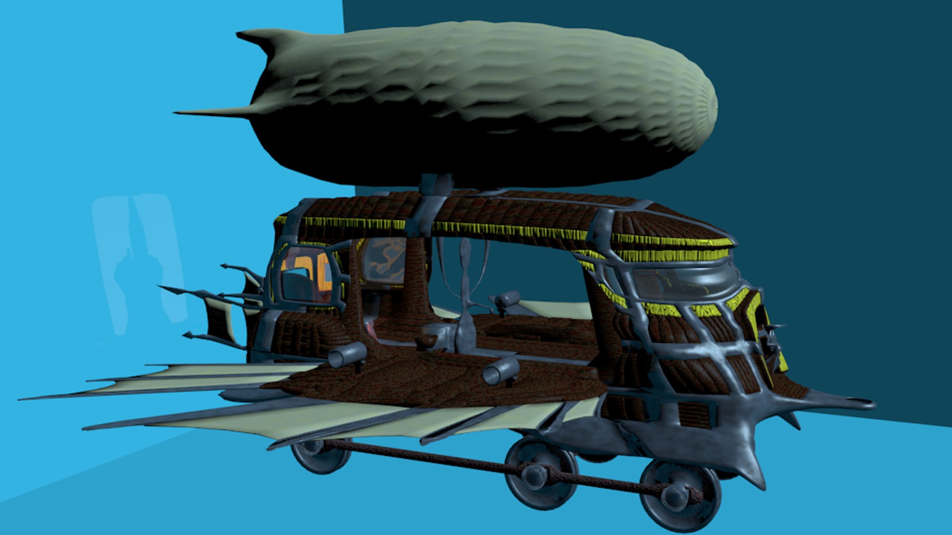 3dsmax Airship Train Cart
