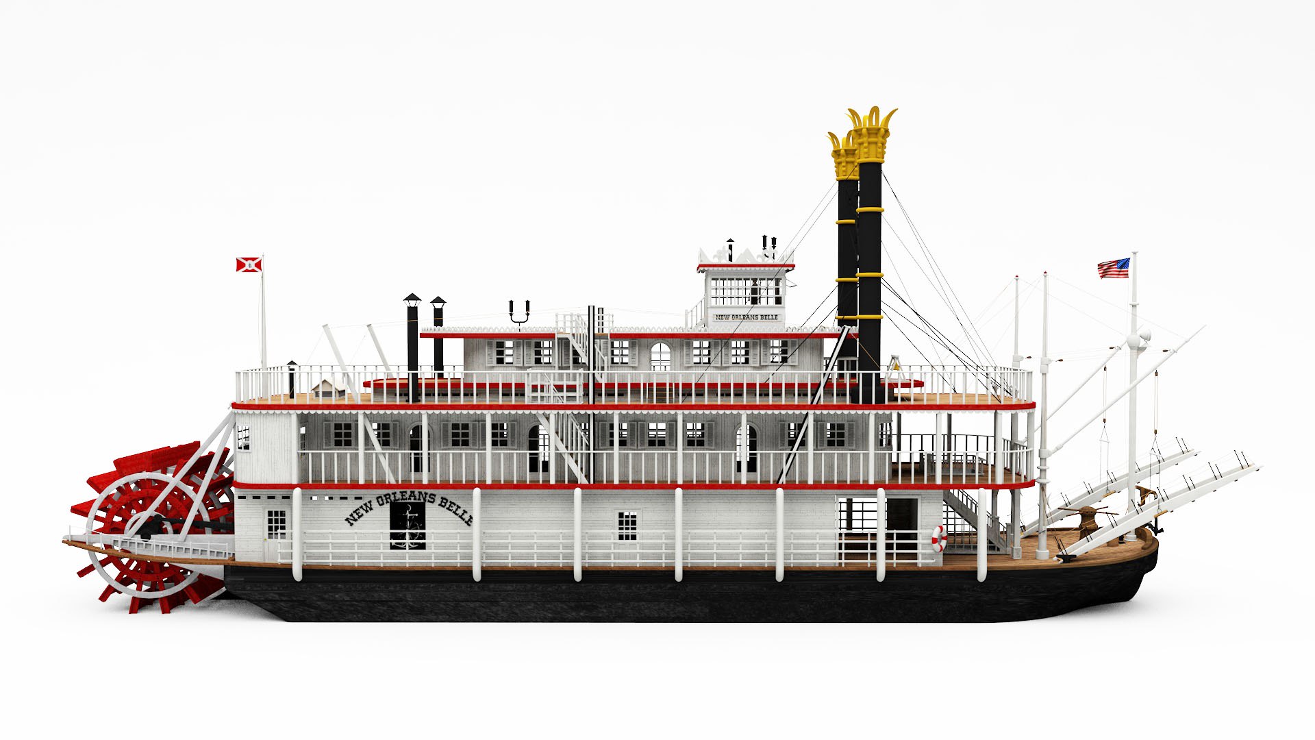 Mississippi River Boat Paddle Steamer 3D - TurboSquid 2002269
