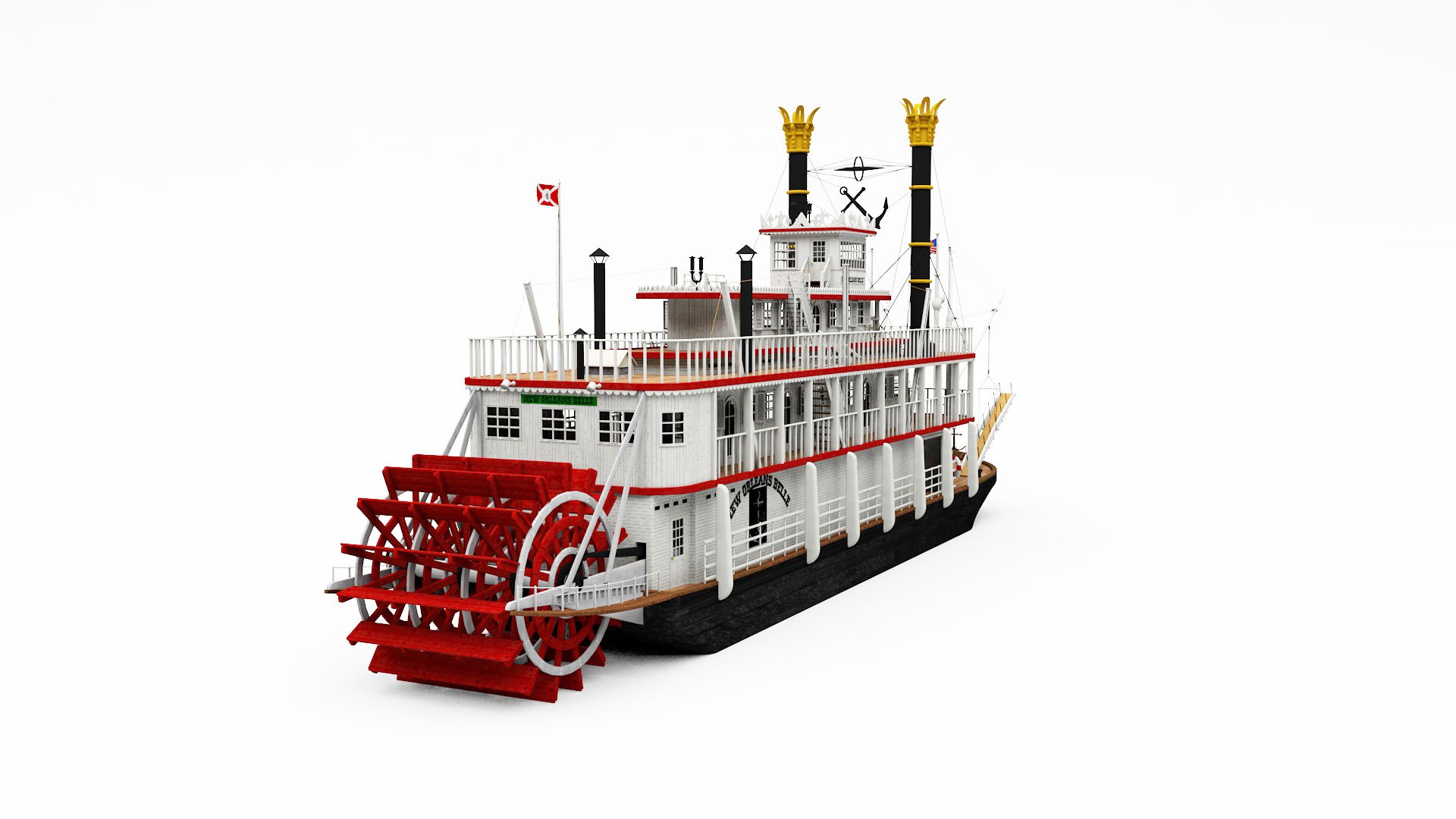 Mississippi River Boat Paddle Steamer 3D - TurboSquid 2002269