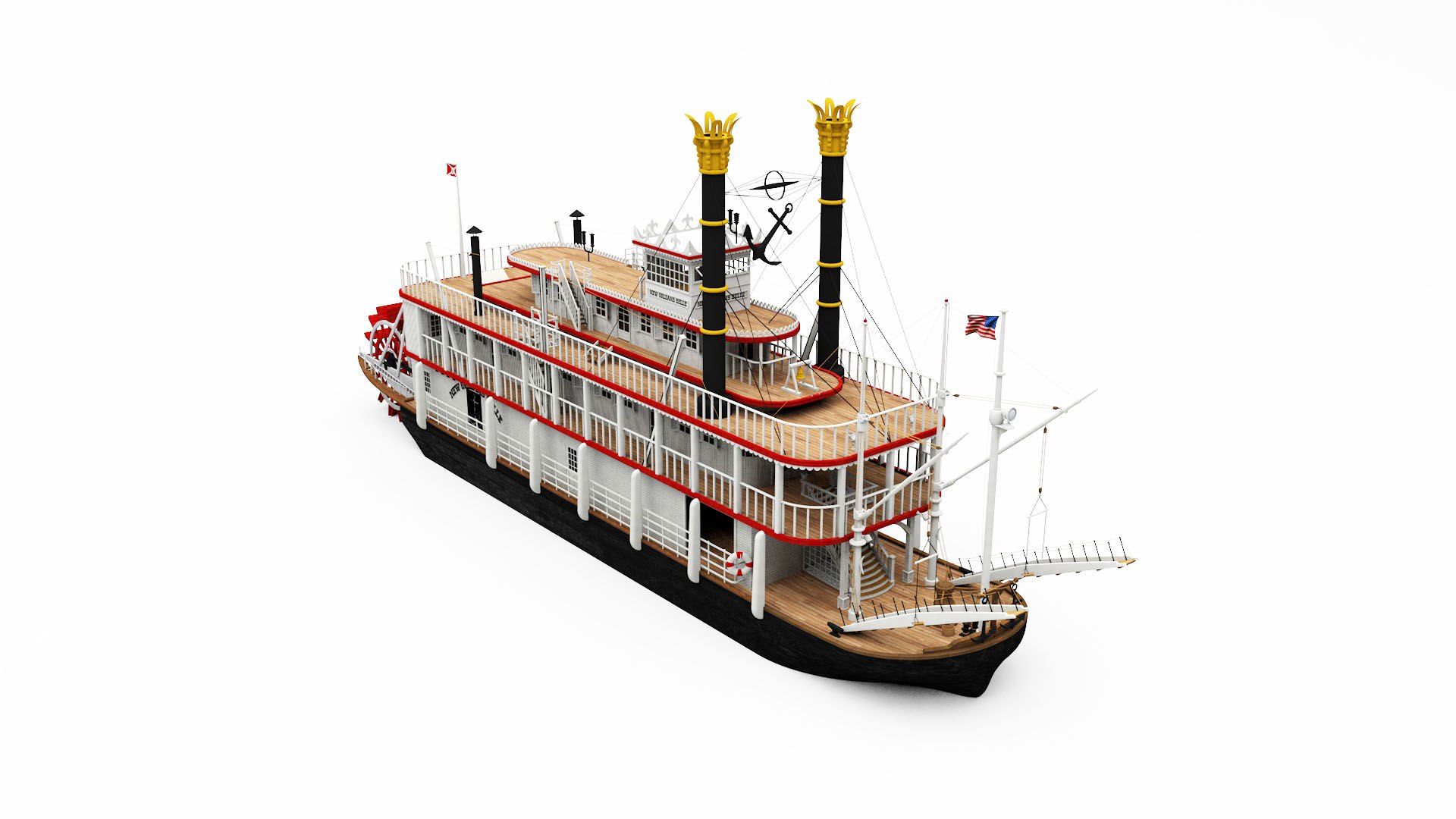 Mississippi River Boat Paddle Steamer 3D - TurboSquid 2002269