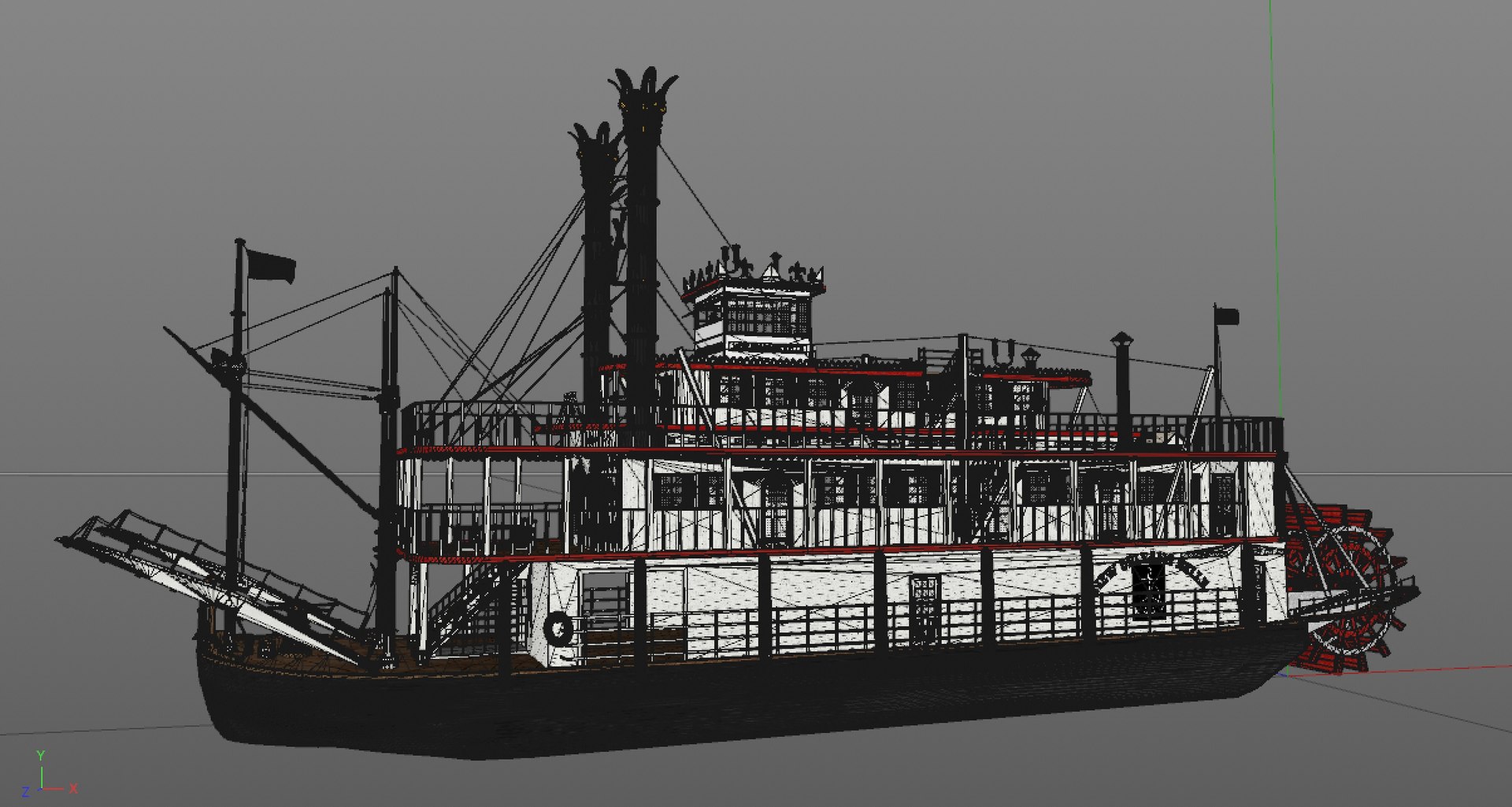 Mississippi River Boat Paddle Steamer 3D - TurboSquid 2002269