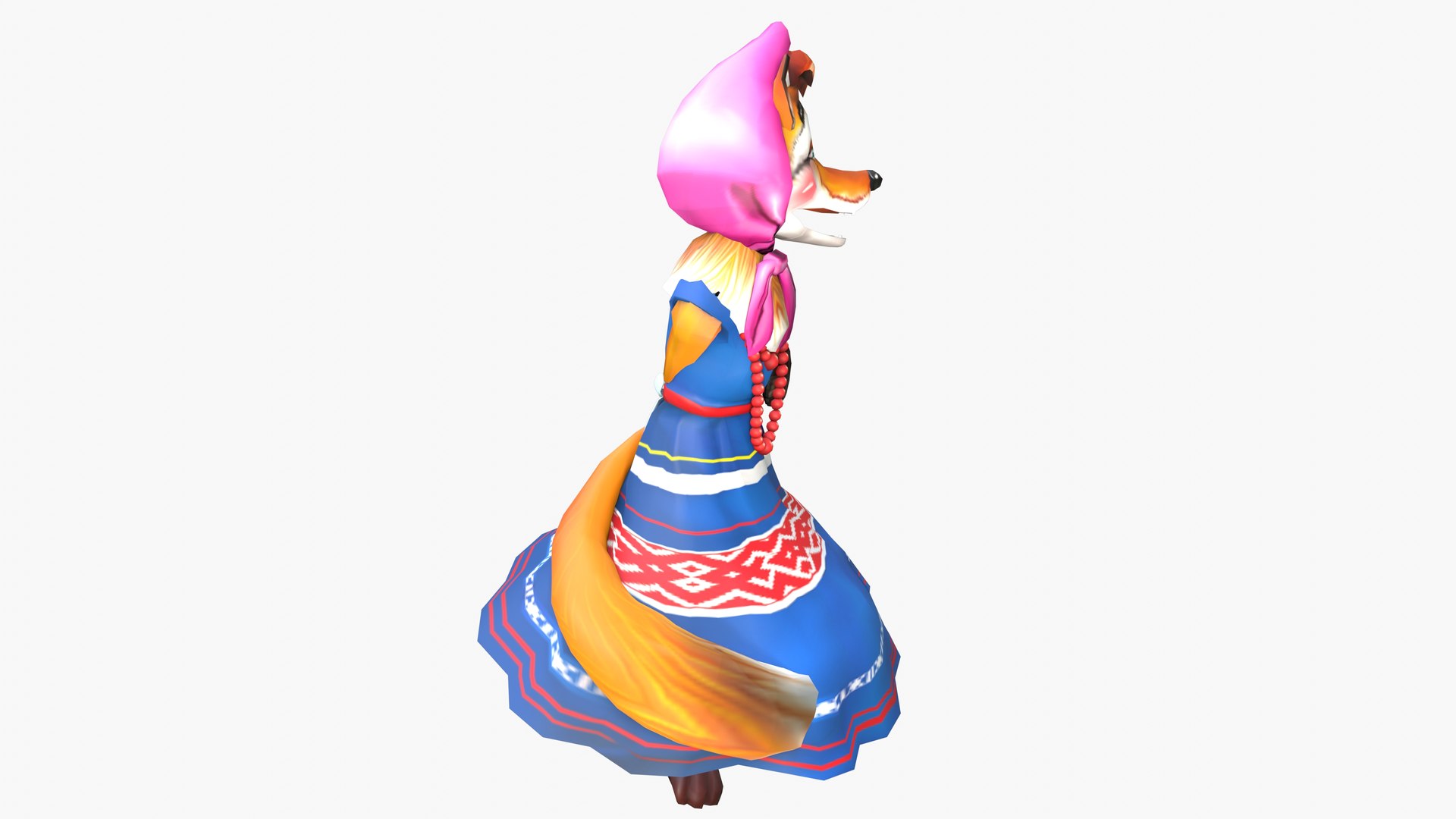 3D Model Fox In A Dress With Rig And Animation - TurboSquid 2031213
