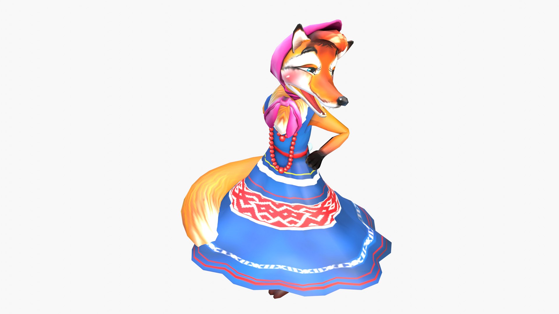 3D Model Fox In A Dress With Rig And Animation - TurboSquid 2031213