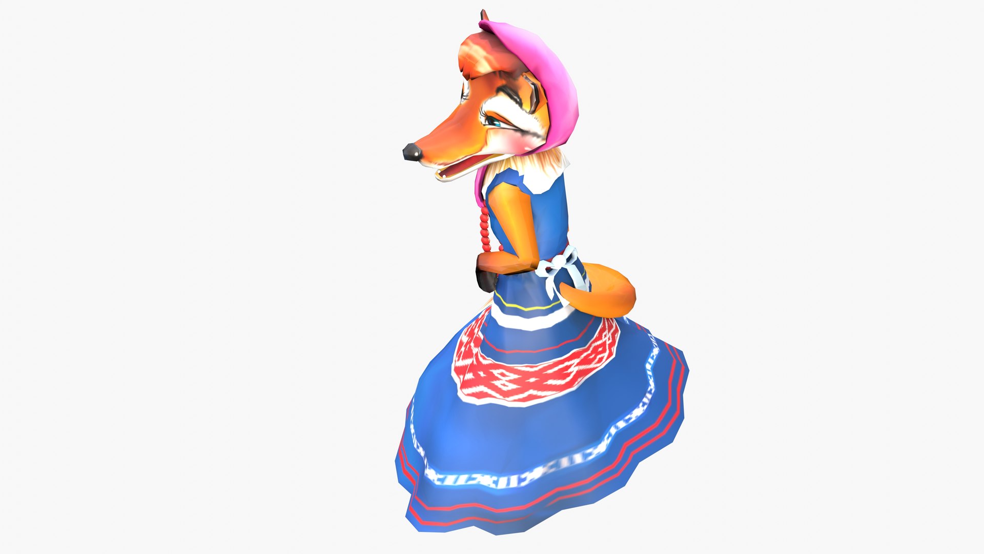 3D Model Fox In A Dress With Rig And Animation - TurboSquid 2031213
