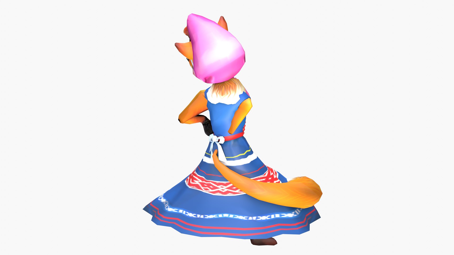 3D Model Fox In A Dress With Rig And Animation - TurboSquid 2031213