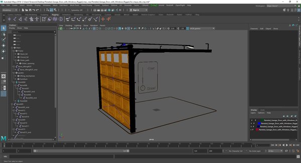 modelo 3d Puerta de garaje con paneles y ventanas preparada para Maya ...