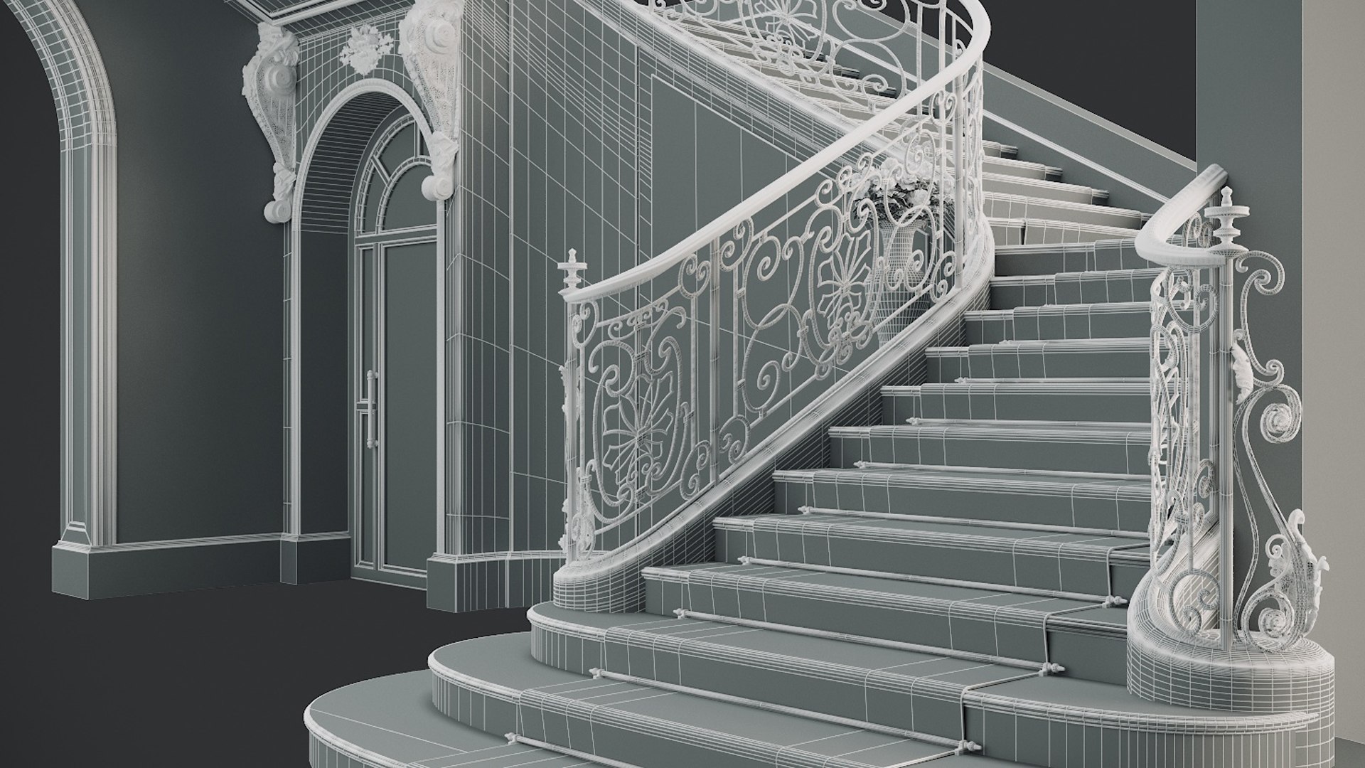 3D Classic Staircase 2 - TurboSquid 1981640