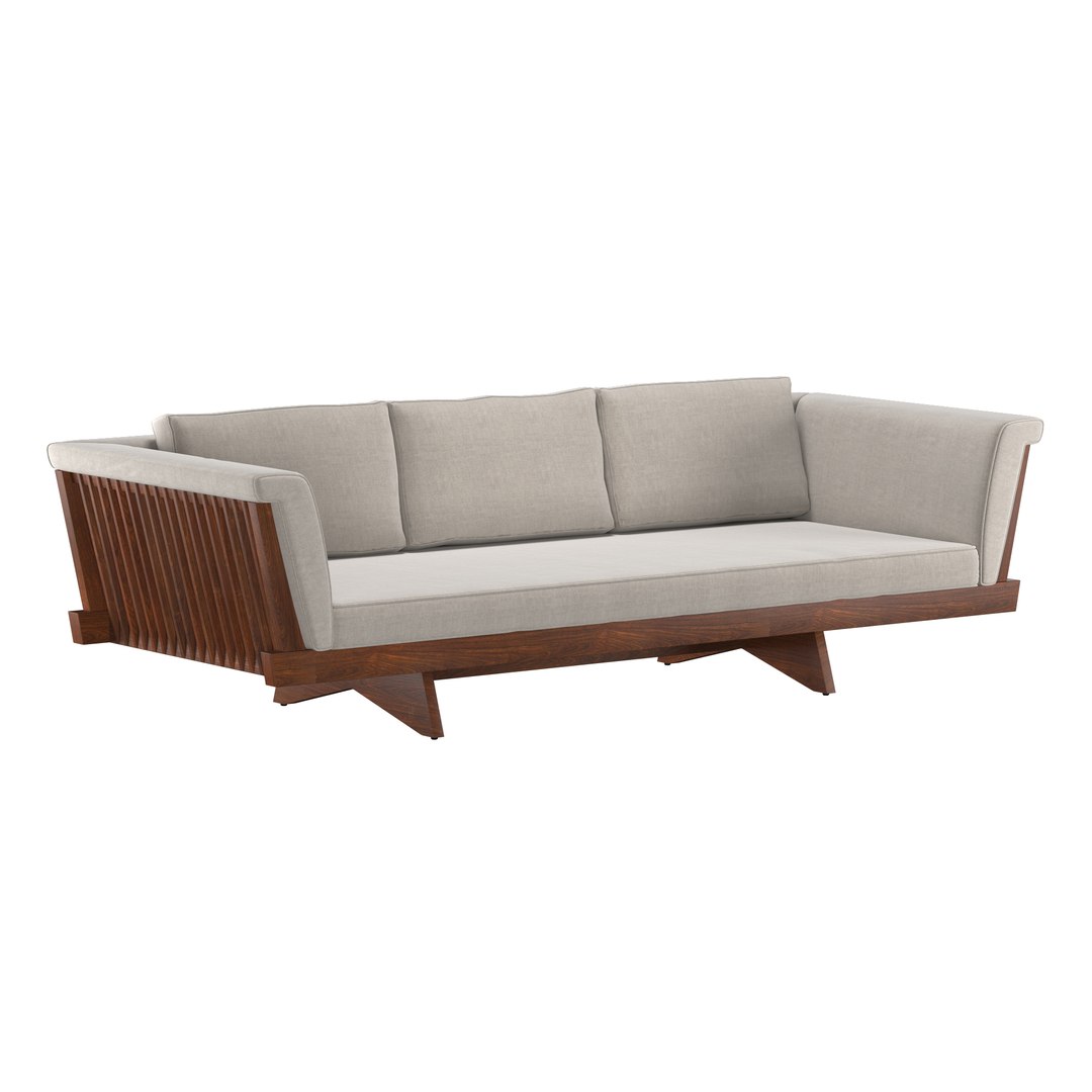 1960s Brown Wooden Sofa New Upholstery 3D Model - TurboSquid 1977013