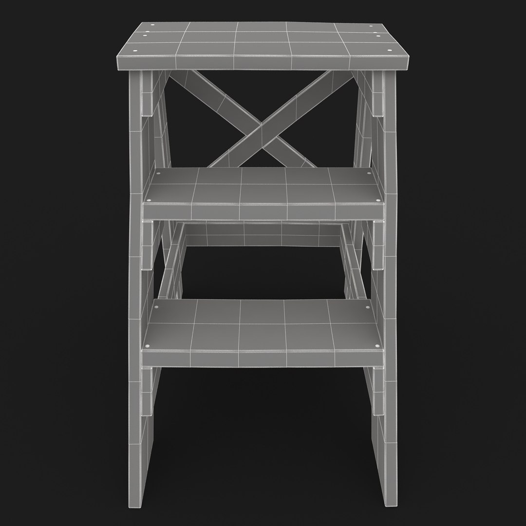 3d Realistic Antique Ladder Red Model