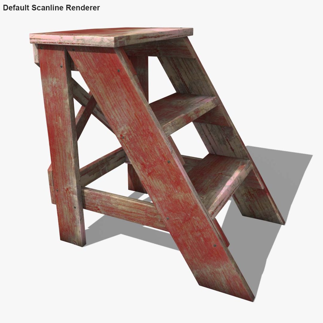 3d realistic antique ladder red model