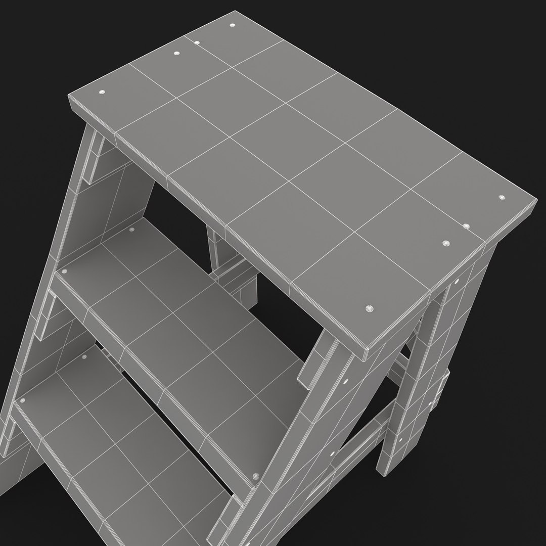 3d Realistic Antique Ladder Red Model