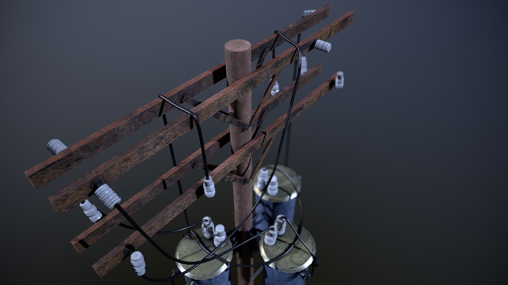 3D Old Power Pole - TurboSquid 1938293