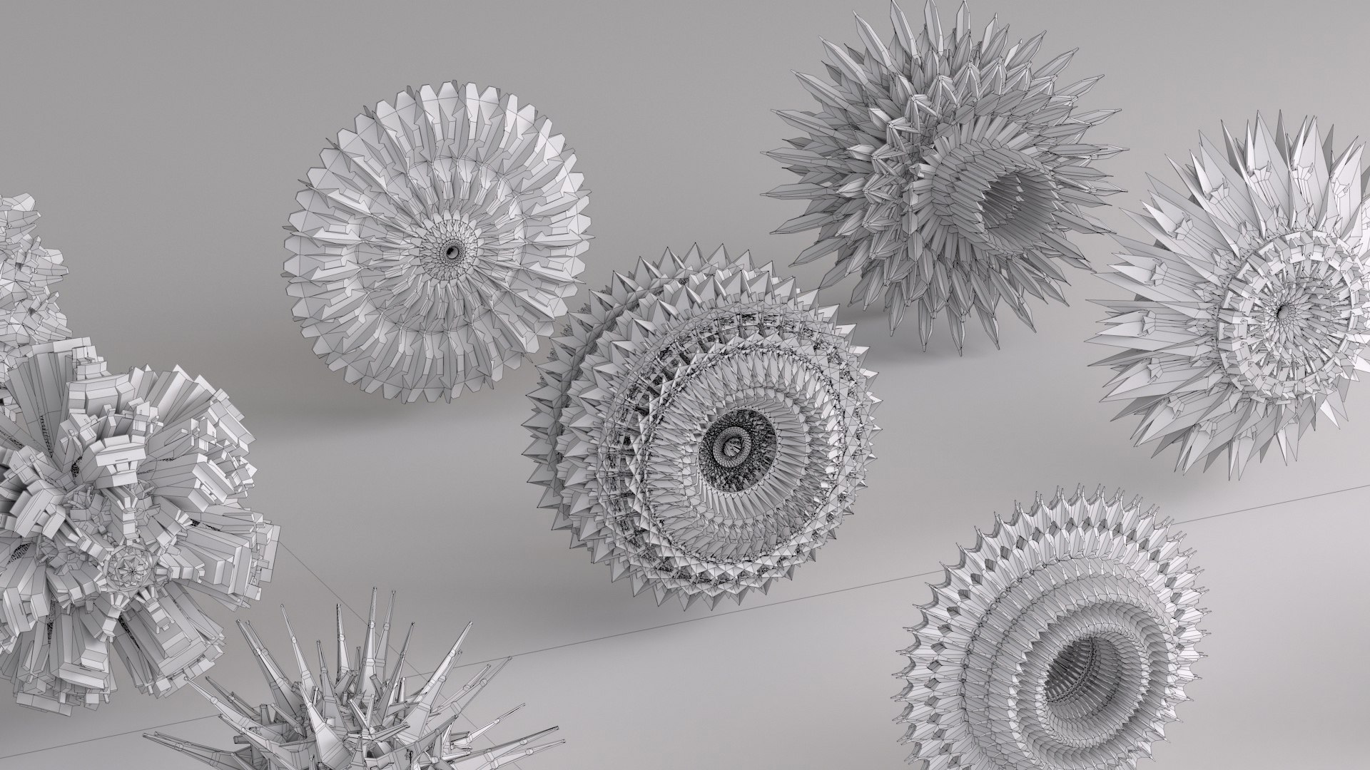 12 Symmetrical Abstract Geometric Mandala Fractal Kitbash Set ...