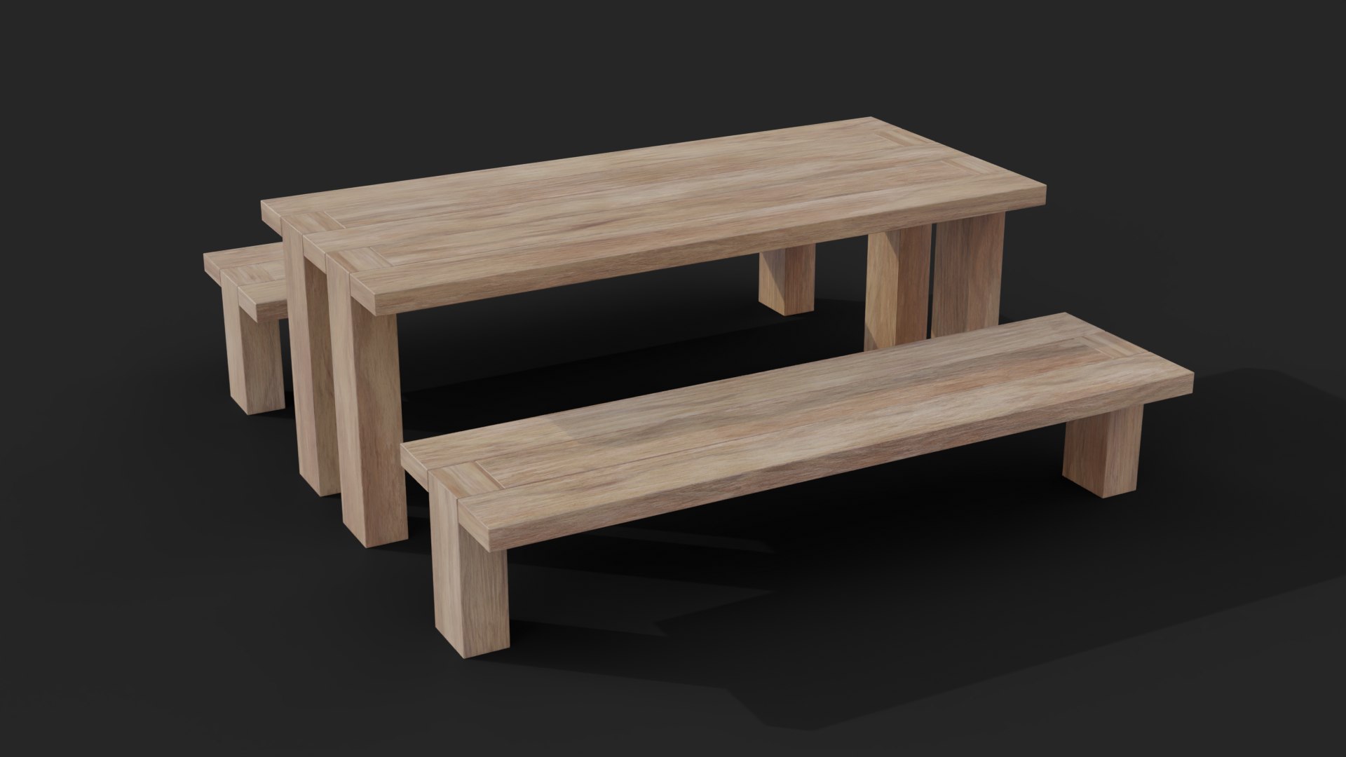 3D Model Realistic Picnic Table Low-Poly - TurboSquid 2136403