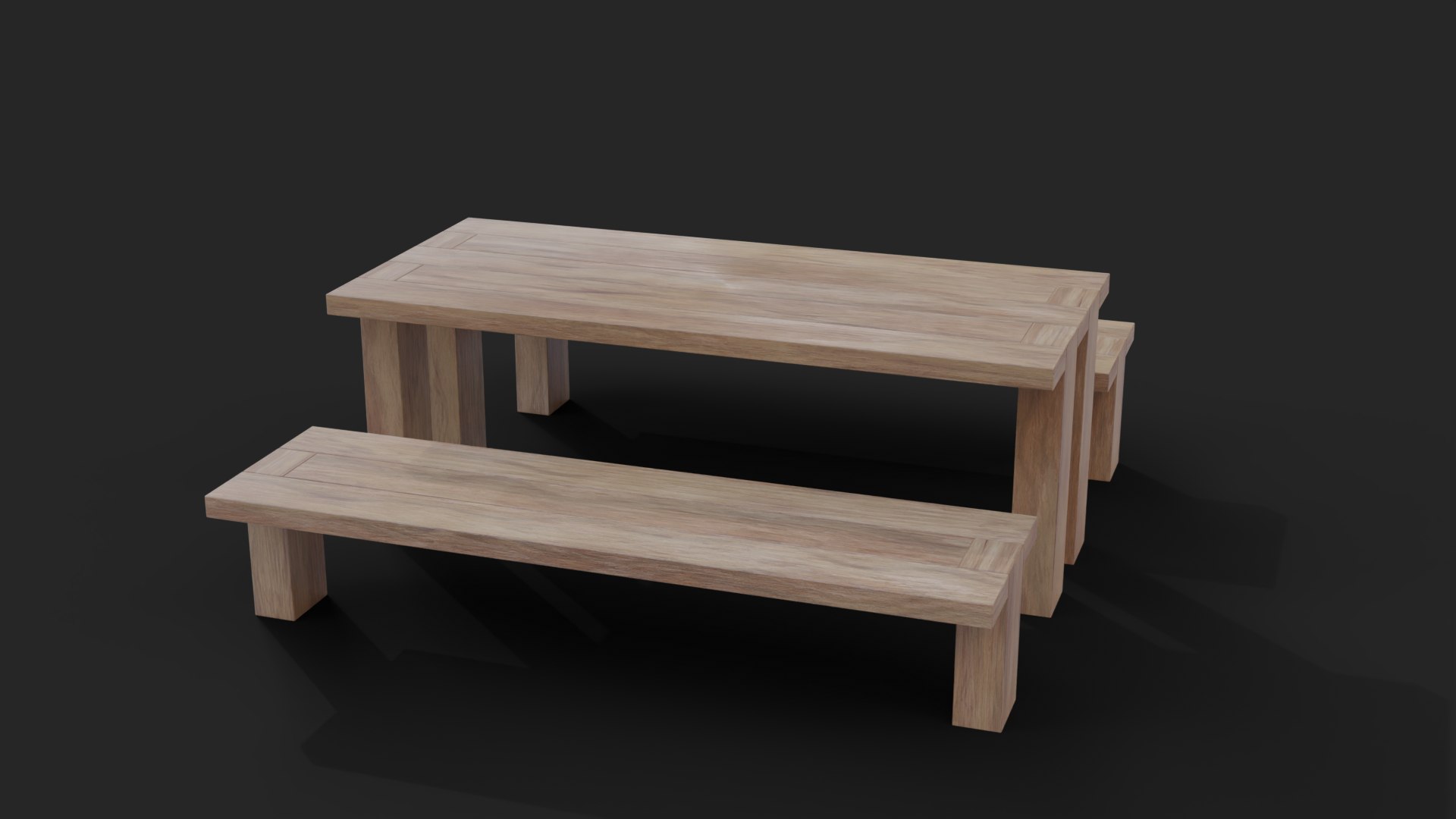3D Model Realistic Picnic Table Low-Poly - TurboSquid 2136403