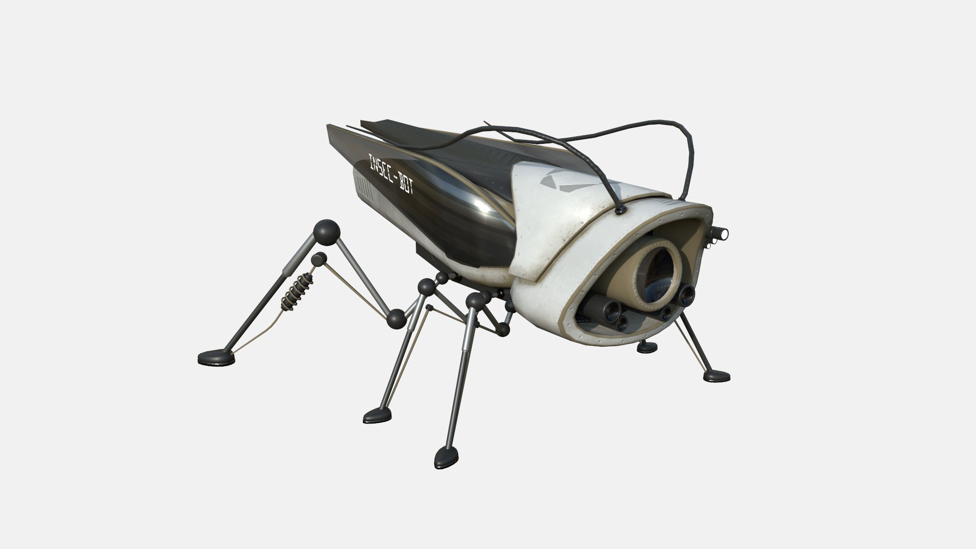 Insect Robot F07 White Black - SciFi Character Design 3D Model ...