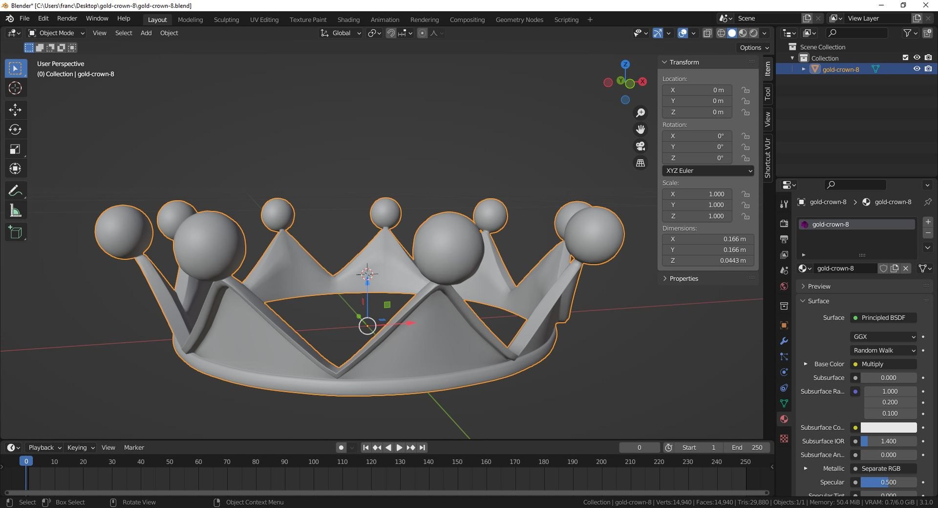 Gold Crown 8 3D Model - TurboSquid 1908337
