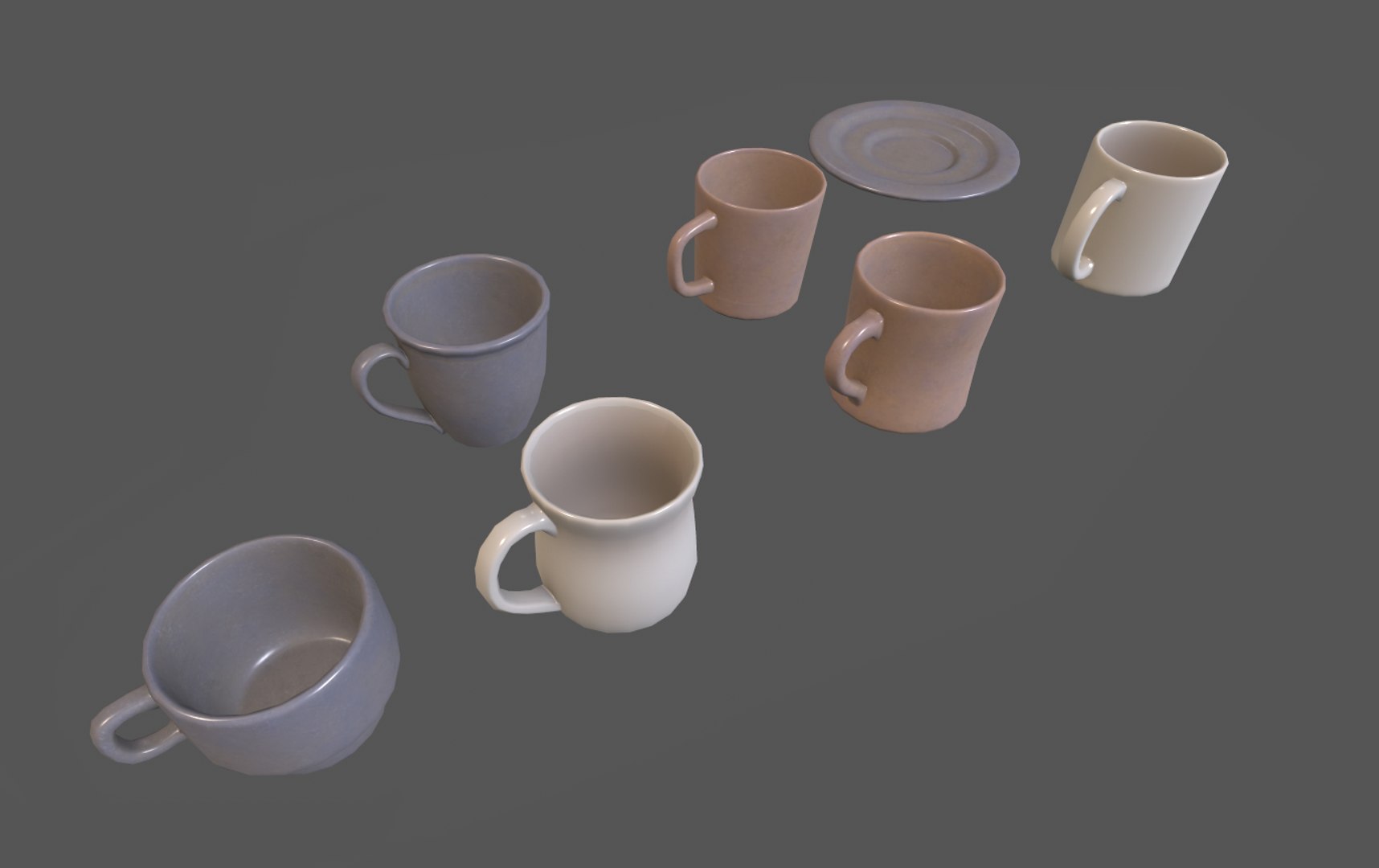 3D various mugs plate glass - TurboSquid 1551326
