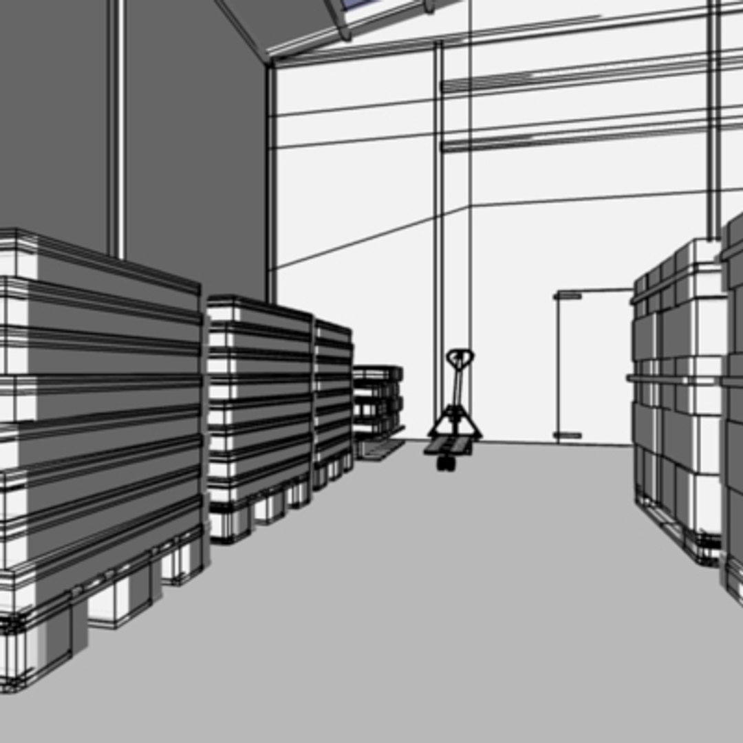 3d 4 equiped warehouses model