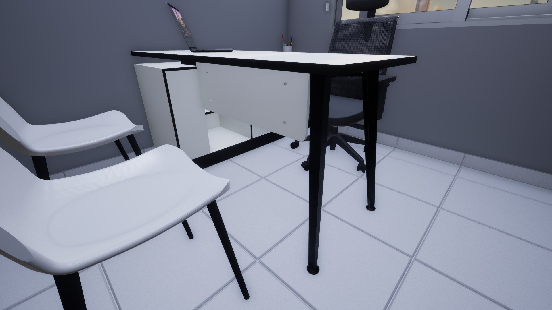 L-shaped desk with oblique base - Escritorio en L 3D - TurboSquid 2179778